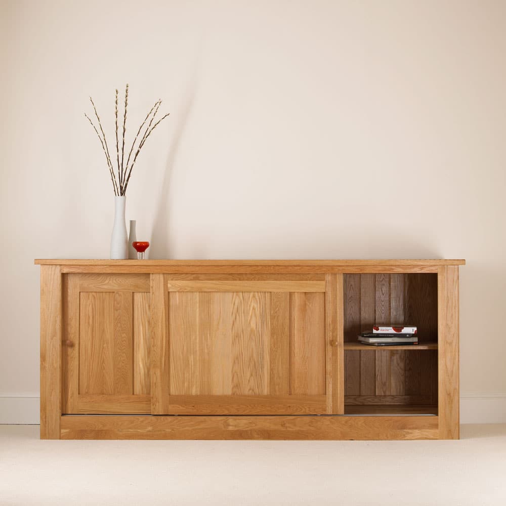 Quercus Solid Oak Sliding Door Sideboard Extra deep - Con-Tempo Furniture