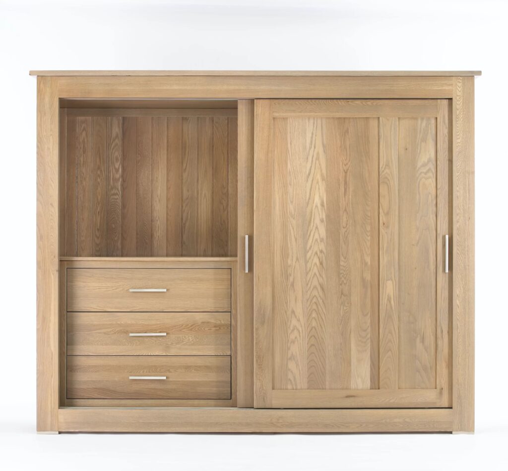 Quercus Solid Oak Sliding Door Wardrobe 2.4m