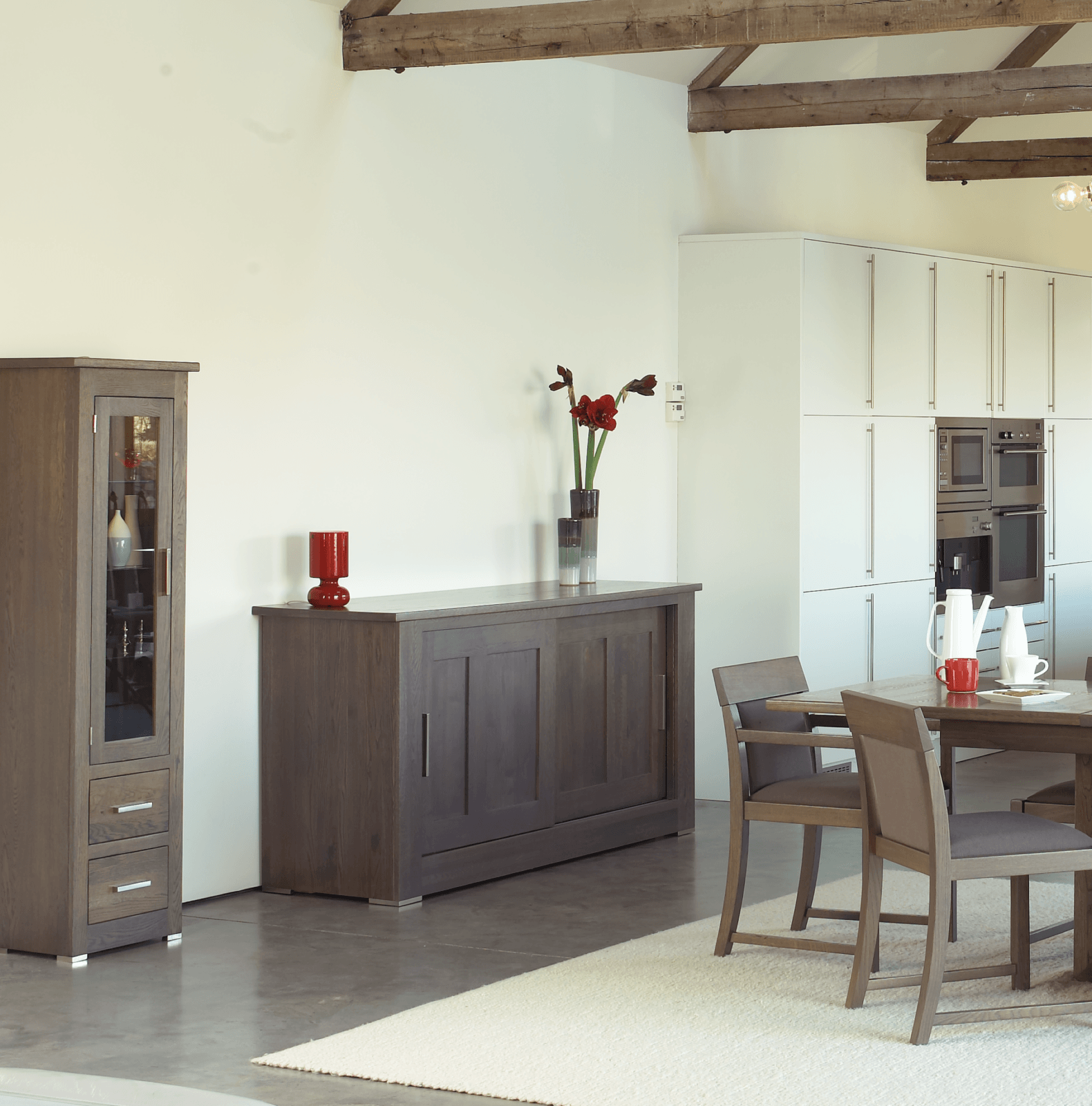 Quercus Solid Oak Sliding Door Sideboard Extra deep - Con-Tempo Furniture