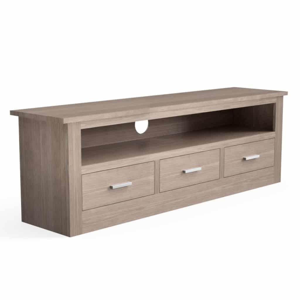Quercus Solid Oak 3 Drawer TV Media Unit - Con-Tempo Furniture